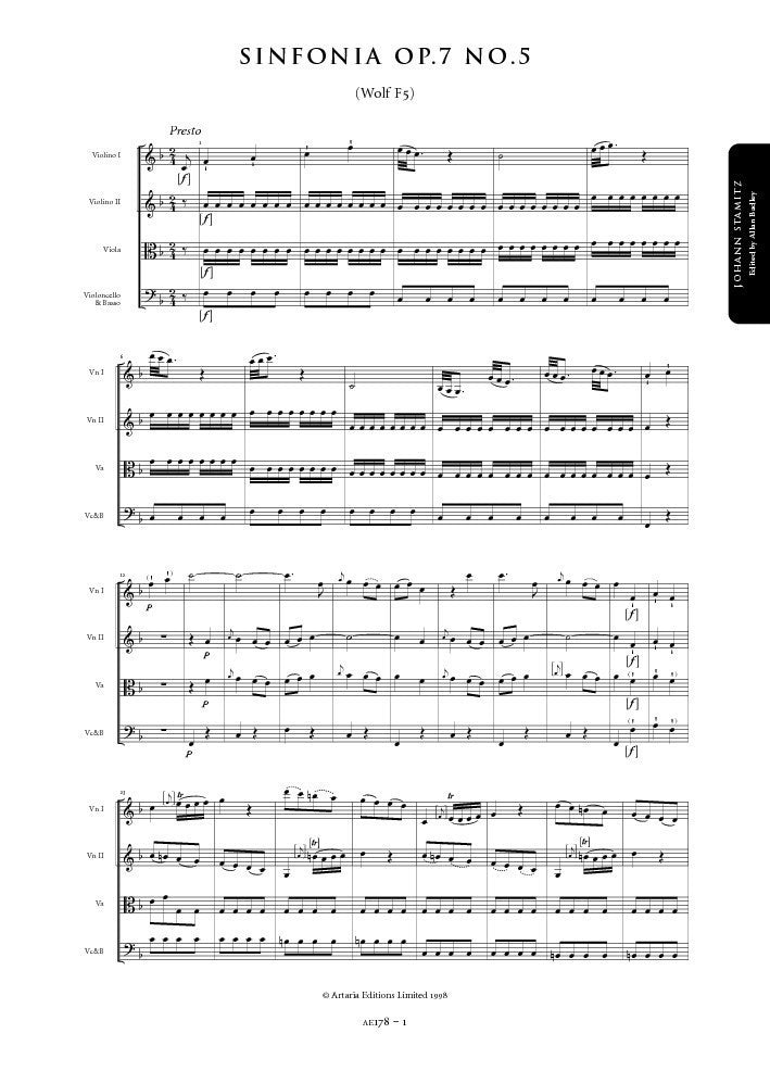 Johann Stamitz: Symphony in F major – Sheet Music